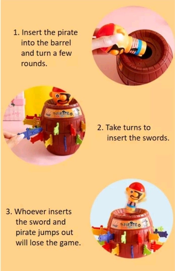 Jumping Pirate Barrel Game For Gathering 24 Swords Big Size, Hobbies ...