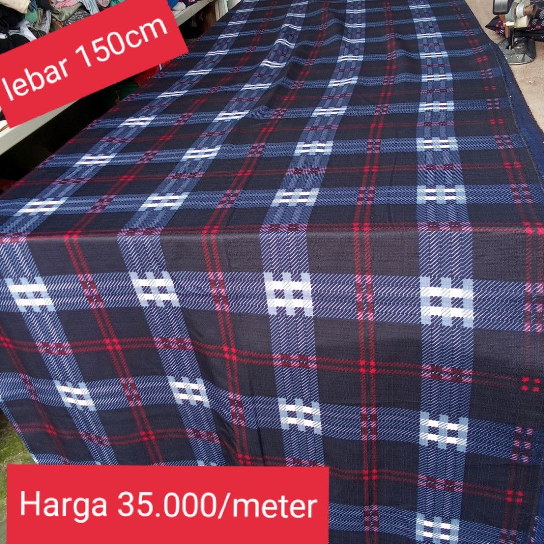 Kain kotak kotak biru dongker, Desain & Kerajinan Tangan, Alat & Bahan ...