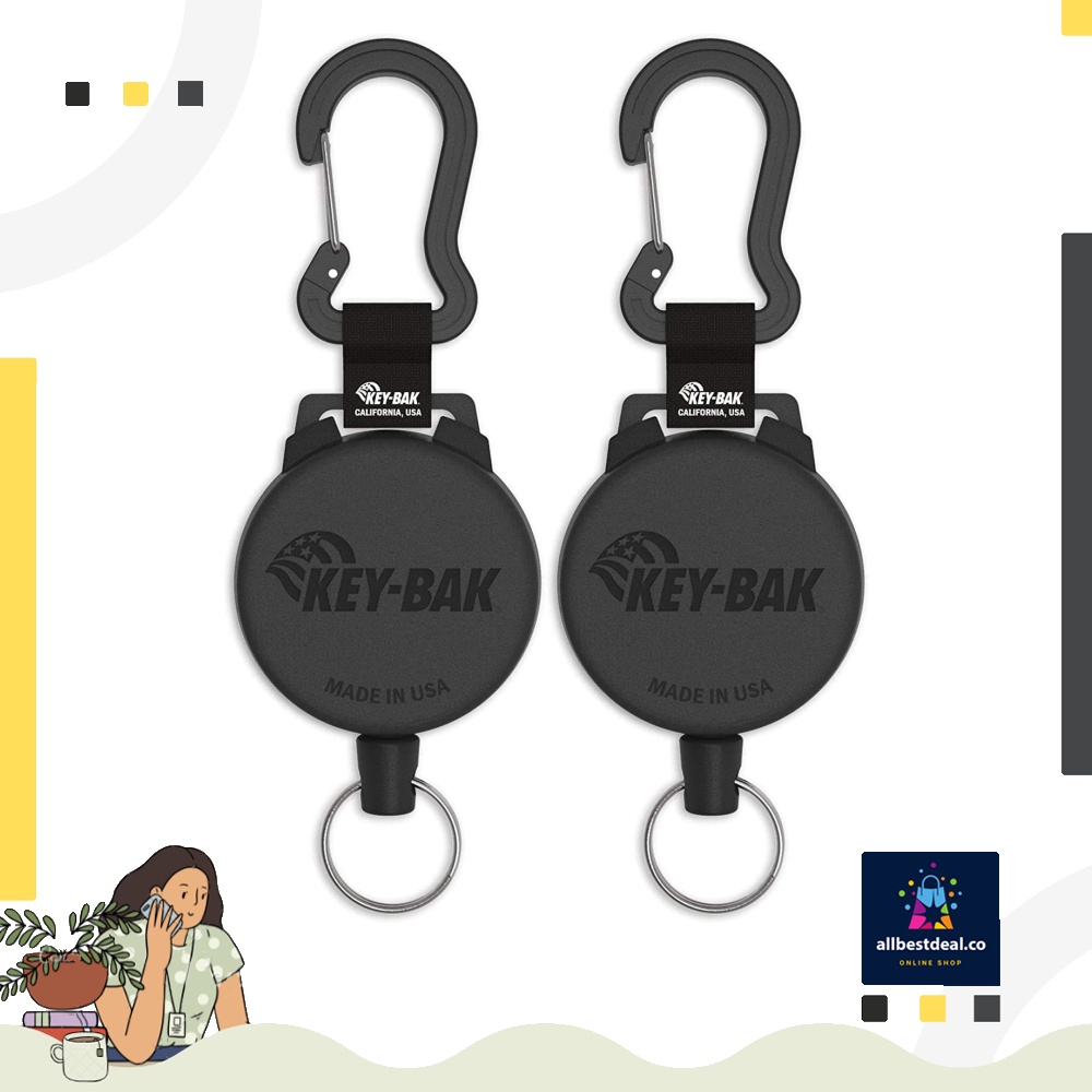 KEY-BAK SECURIT Heavy Duty Retractable Key Holder, 48 inch Kevlar Cord ...
