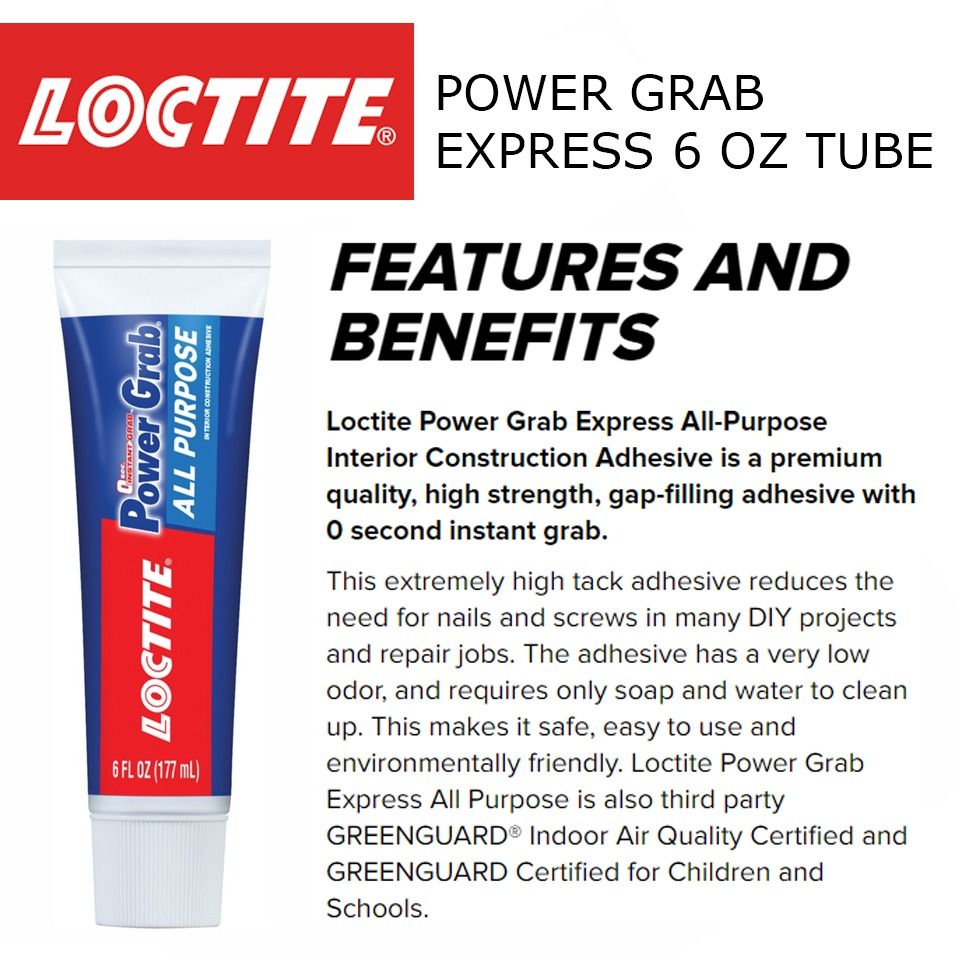 loctite power grab all purpose adhesive, Furniture & Home Living, Home ...