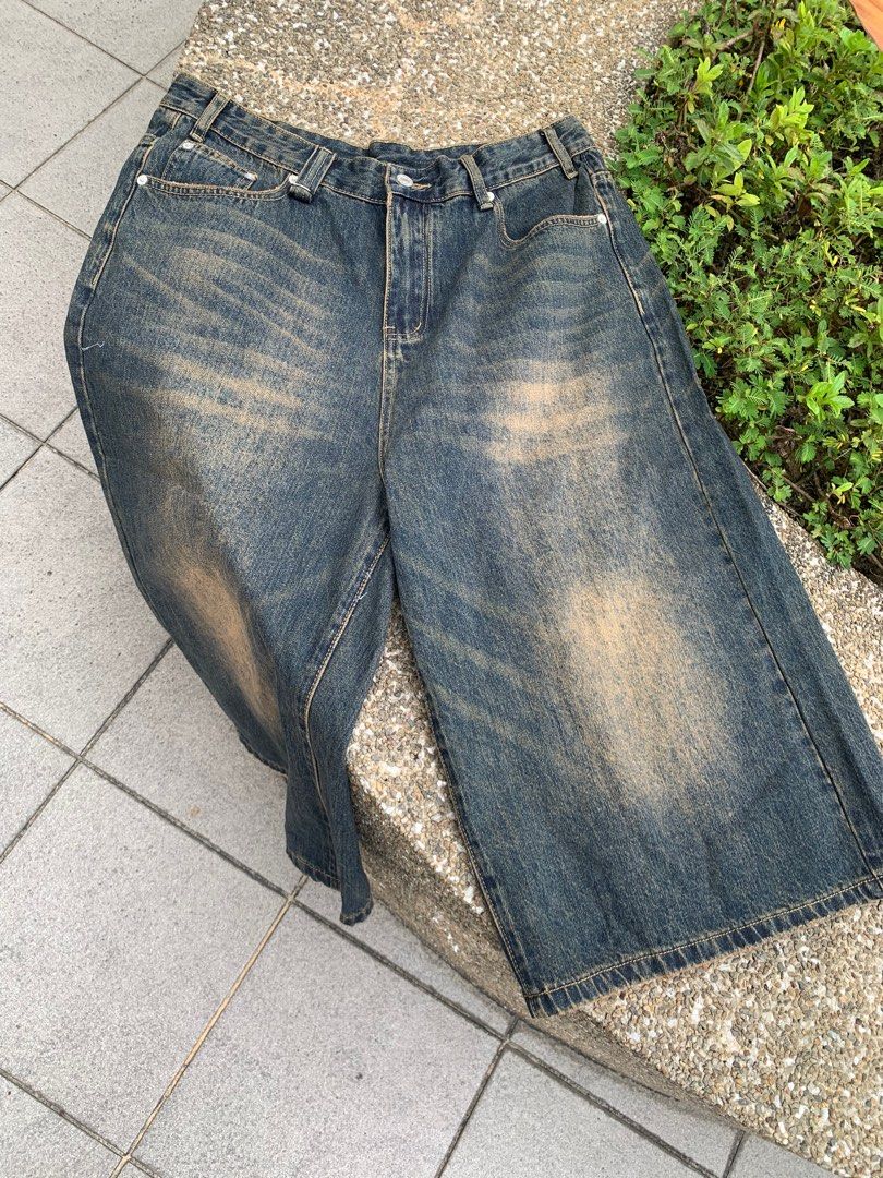 Washed Long Baggy Jorts Mens Fashion Bottoms Jeans On Carousell