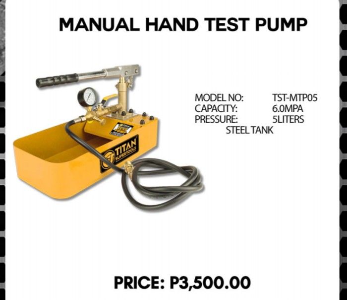 Manual hand test pump, Commercial & Industrial, Construction Tools ...