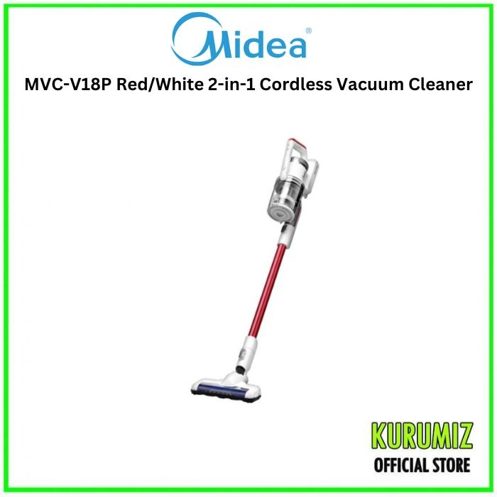 Midea MVC-V18P Red/White 2-in-1 Cordless Vacuum Cleaner, TV & Home ...