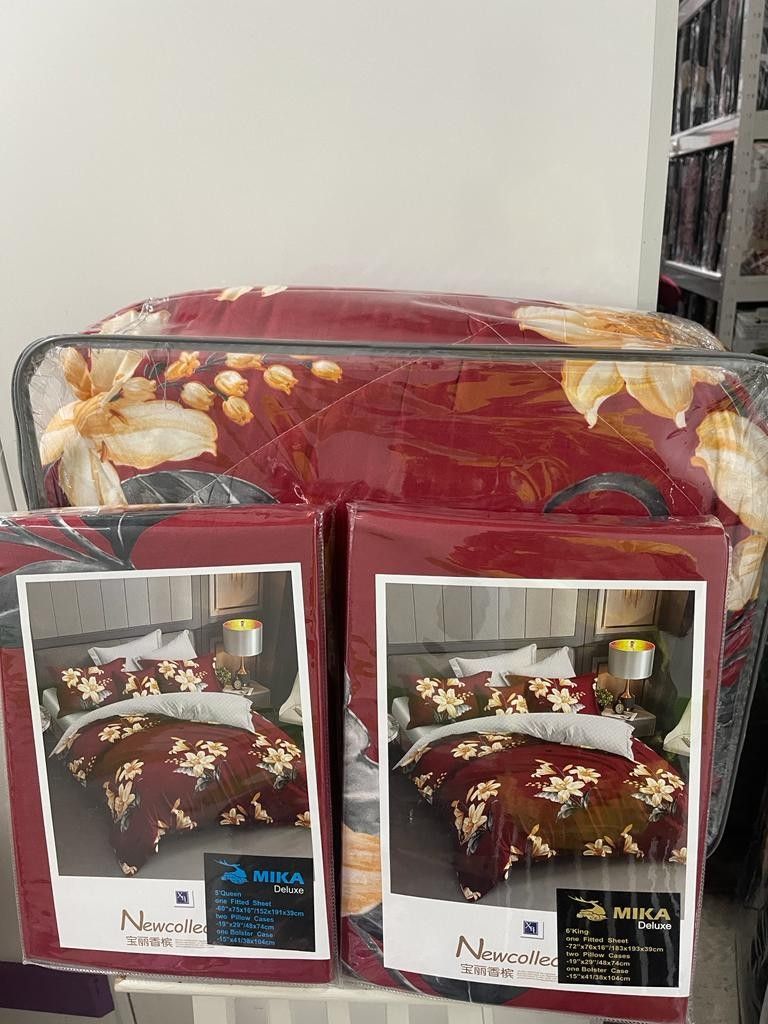 Mika Deluxe Queen / King bedsheets with comfort full set, Furniture & Home Living, Furniture ...