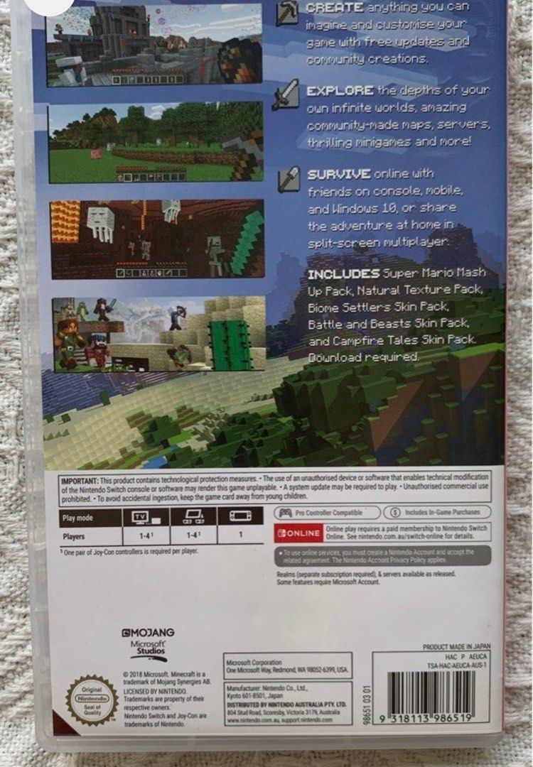 Minecraft Nintendo Switch, Video Gaming, Video Games, Nintendo on Carousell