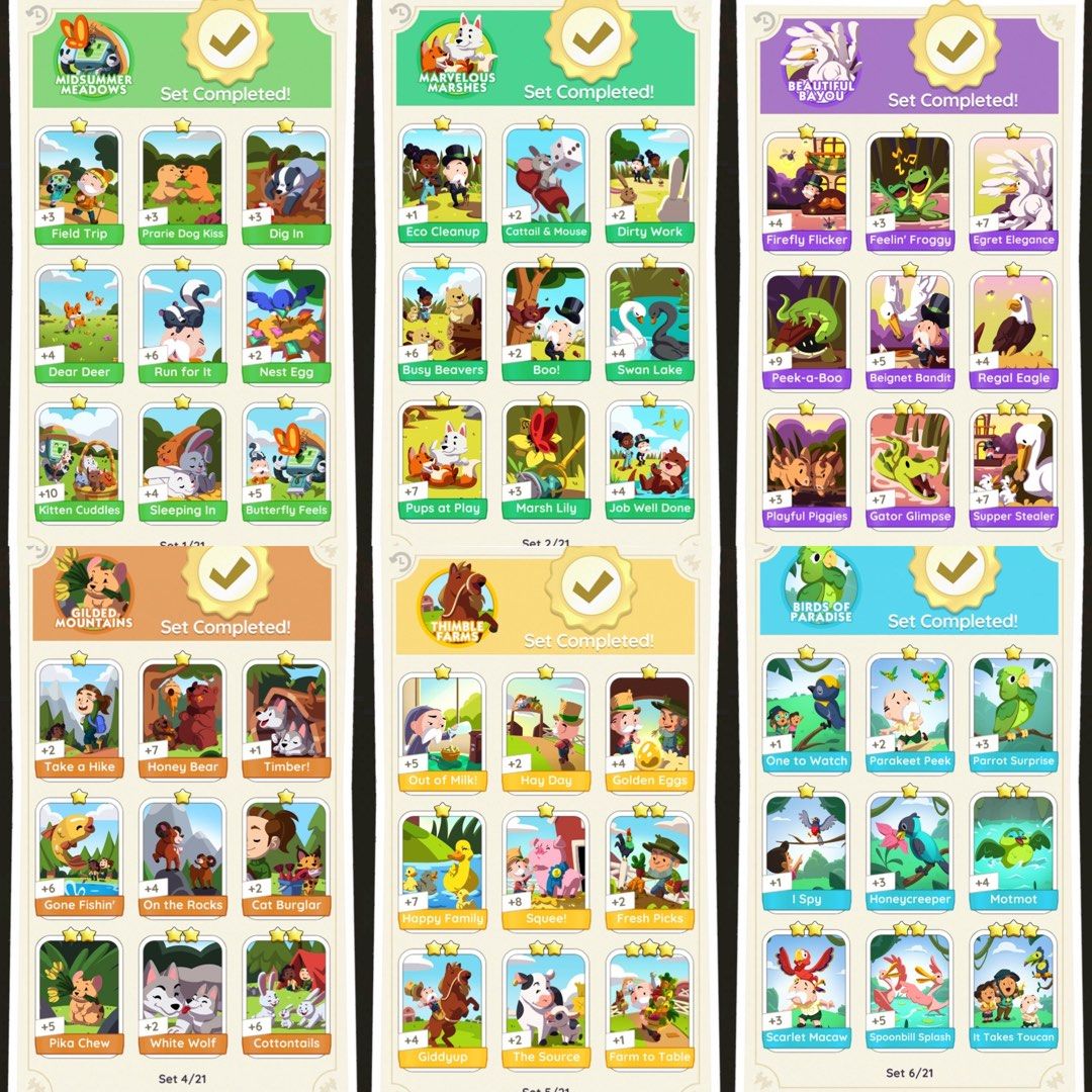 monopoly go card set 1 to 21, Video Gaming, Gaming Accessories, In-Game ...