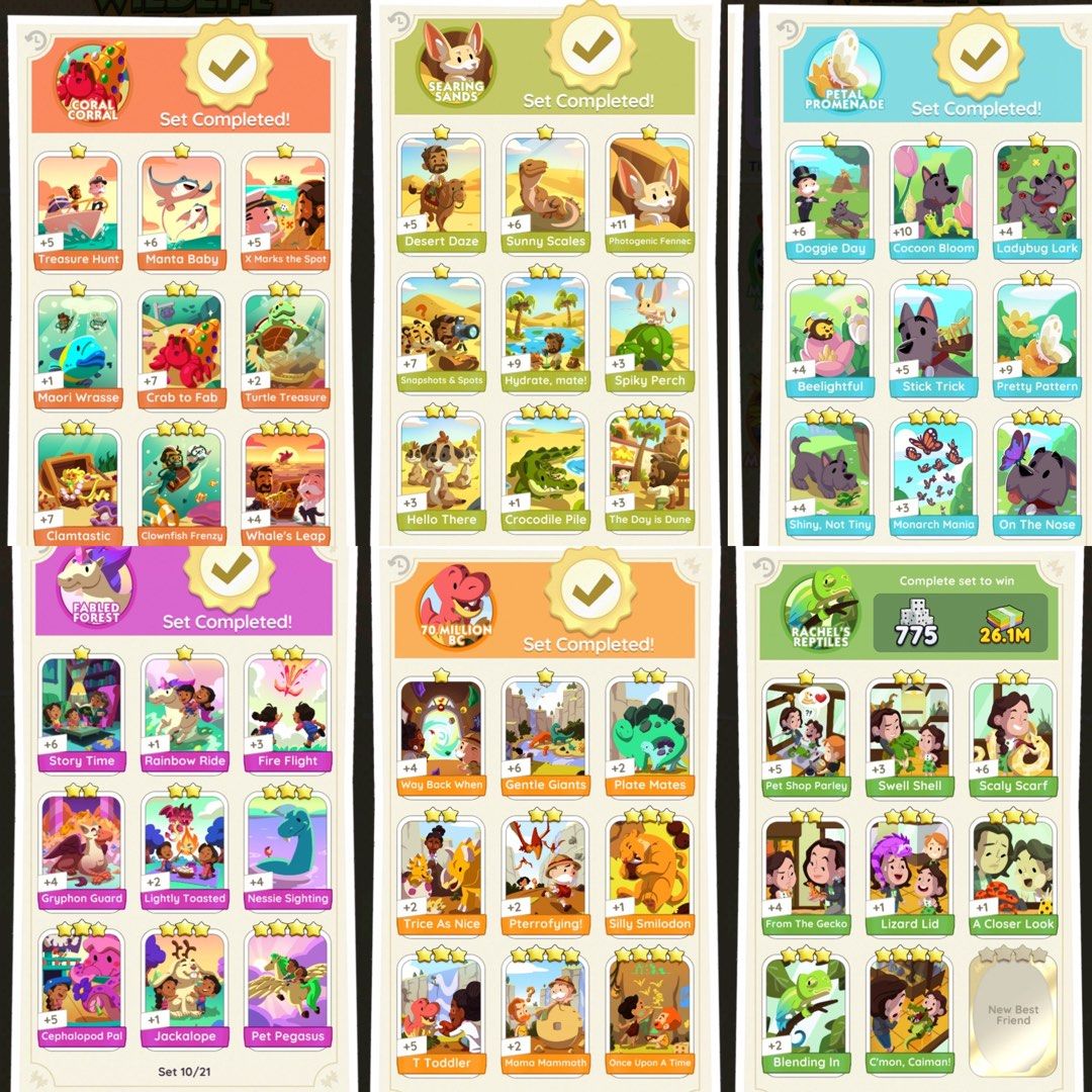 monopoly go card set 1 to 21, Video Gaming, Gaming Accessories, In-Game ...