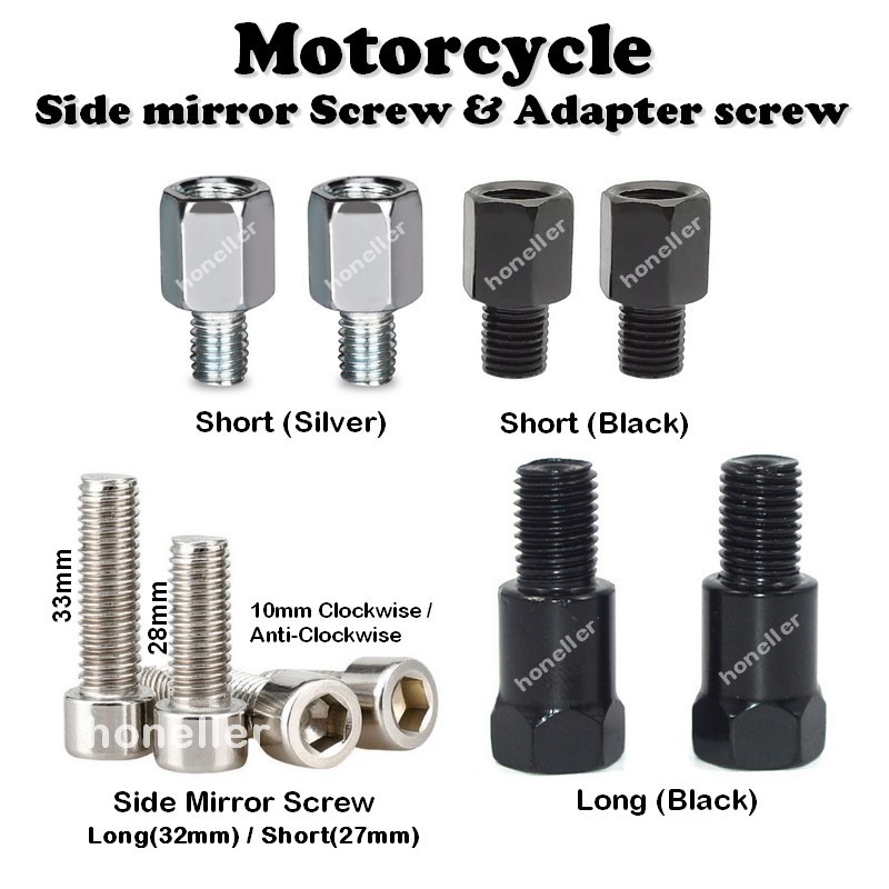 Motorcycle Side Mirror Screw M10 M8 Adapters Screws for Motorcycle ...