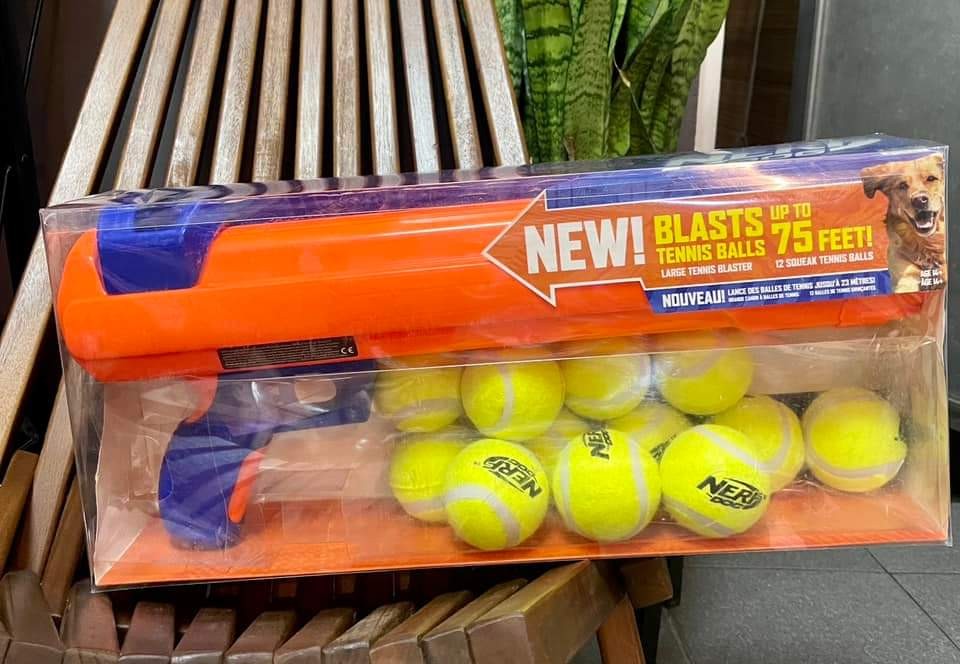 Nerf Blaster Dog Toy with 12 Squeak Tennis on Carousell