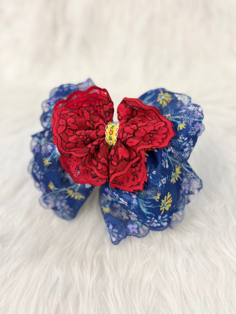 (New) Handcrafted Oversized Merdeka / Hibiscus Inspired Lace Bow ...
