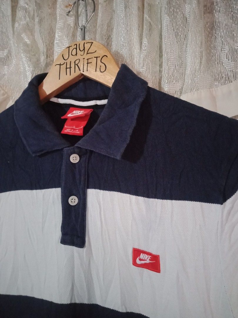 Nike Box Logo Striped Polo Shirt on Carousell