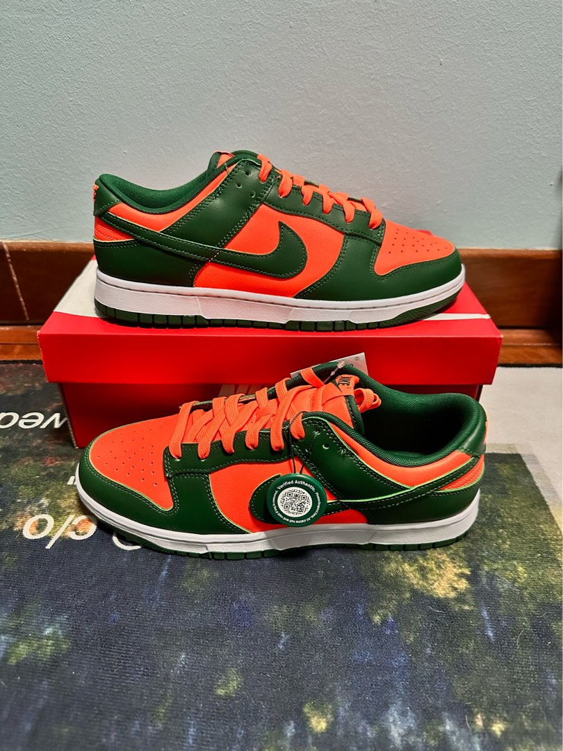 Nike Dunk Low Miami Hurricanes, Men's Fashion, Footwear, Sneakers on ...