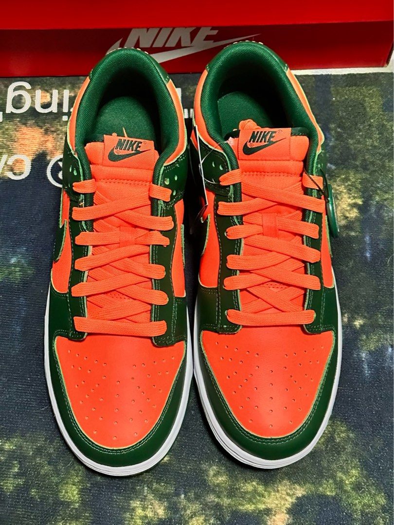 Nike Dunk Low Miami Hurricanes, Men's Fashion, Footwear, Sneakers on ...
