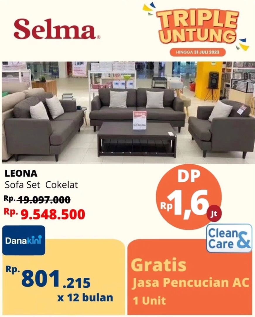 Obral sofa set bahan kain bisa cicilan, Perabotan Rumah di Carousell