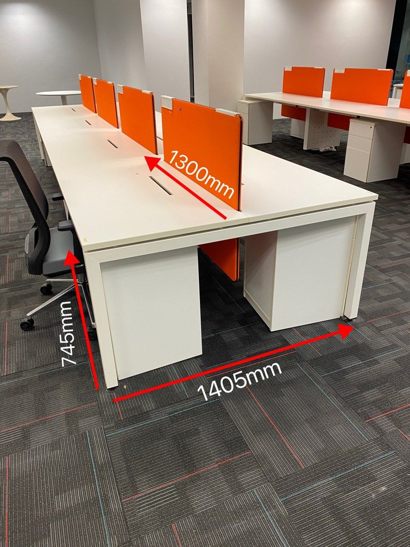 (A pair) Office tables with partition | executive workstation | office ...