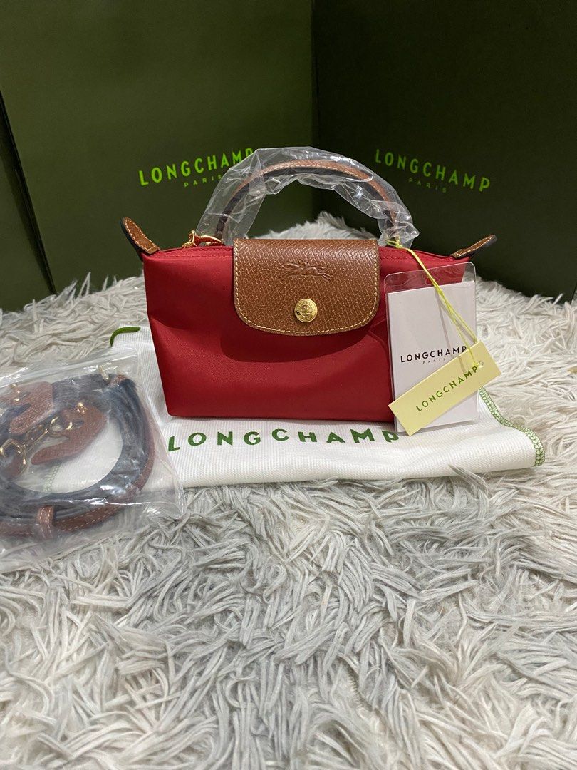 Original Red Longchamp Pouch/ XS Mini with Sling, Women's Fashion, Bags ...