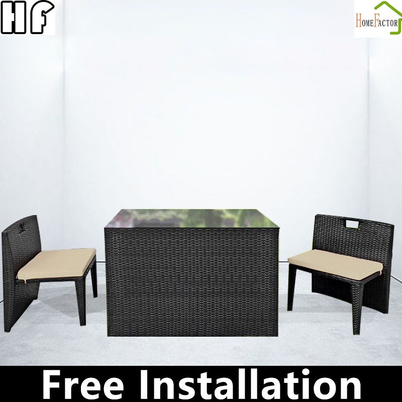 Outdoor Furniture Dining Table Bench Set 1+2 Whole Set Free Delivery ...