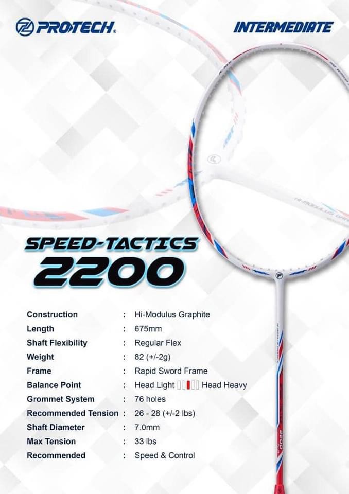 Protech Speed Tactics 2200 Racket, Sports Equipment, Sports & Games ...