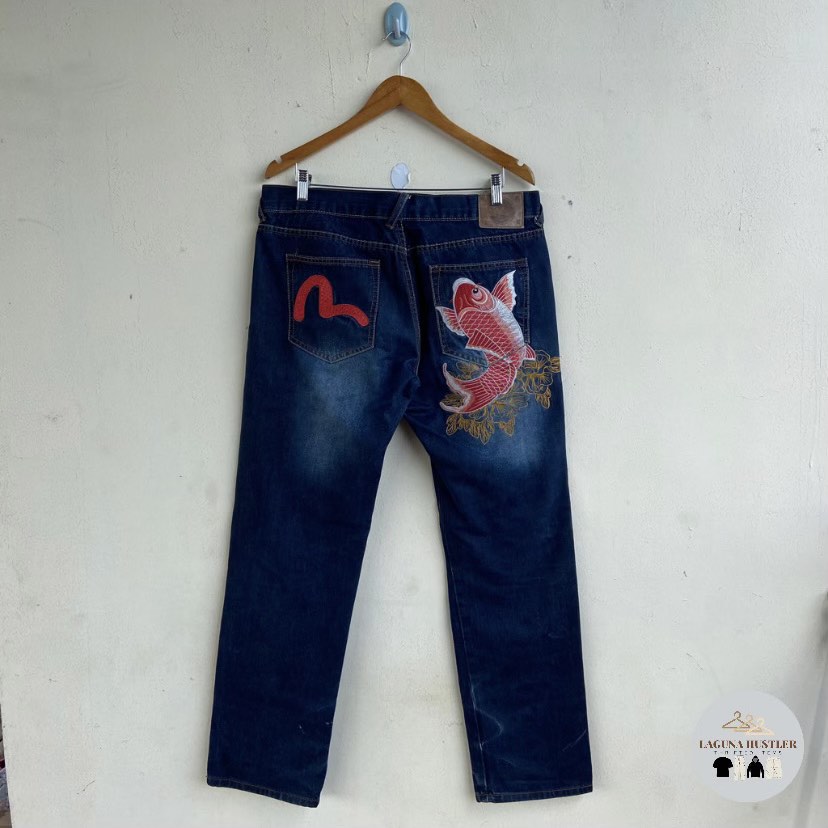 Random Japan Big Train Koi Fish Denim Pants on Carousell