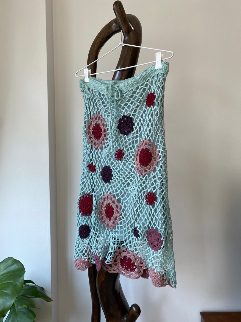 Rare Anna Sui 90s crochet midi skirt tube dress, Women's Fashion ...