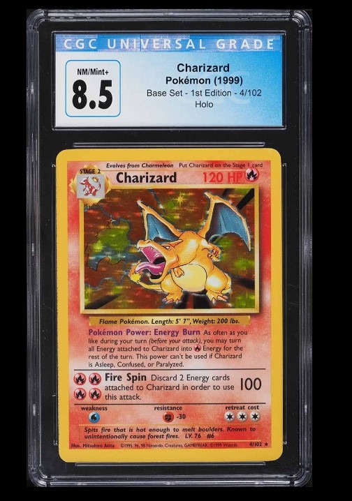 RARE CGC ERROR: 1999 POKEMON BASE SET HOLO CHARIZARD #4 CGC 8.5 ...