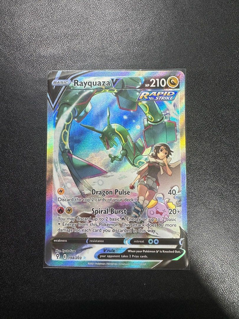 Rayquaza V Alt Art Evolving Skies 194/203, Hobbies & Toys, Toys & Games ...