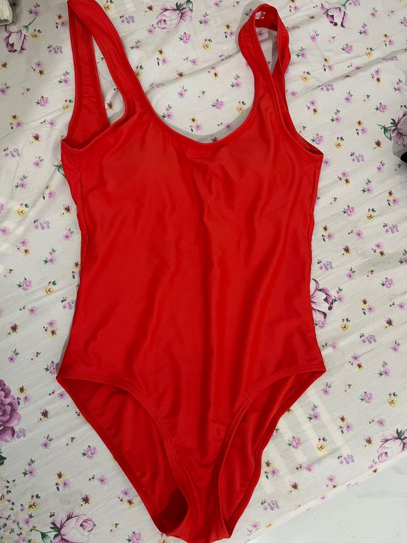 Red Orange one piece swimsuit on Carousell