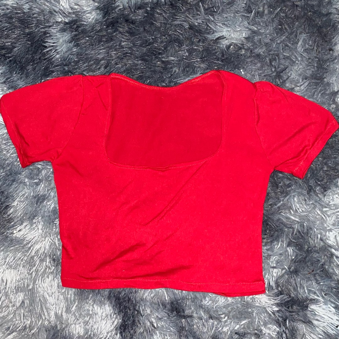 Red Square Neck Top on Carousell