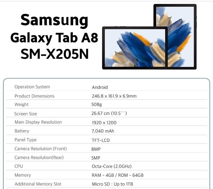 Samsung Galaxy Tab A8 SM-X205N 64GB LTE set/ Brand new seal/ Sim card wifi available, Computers ...