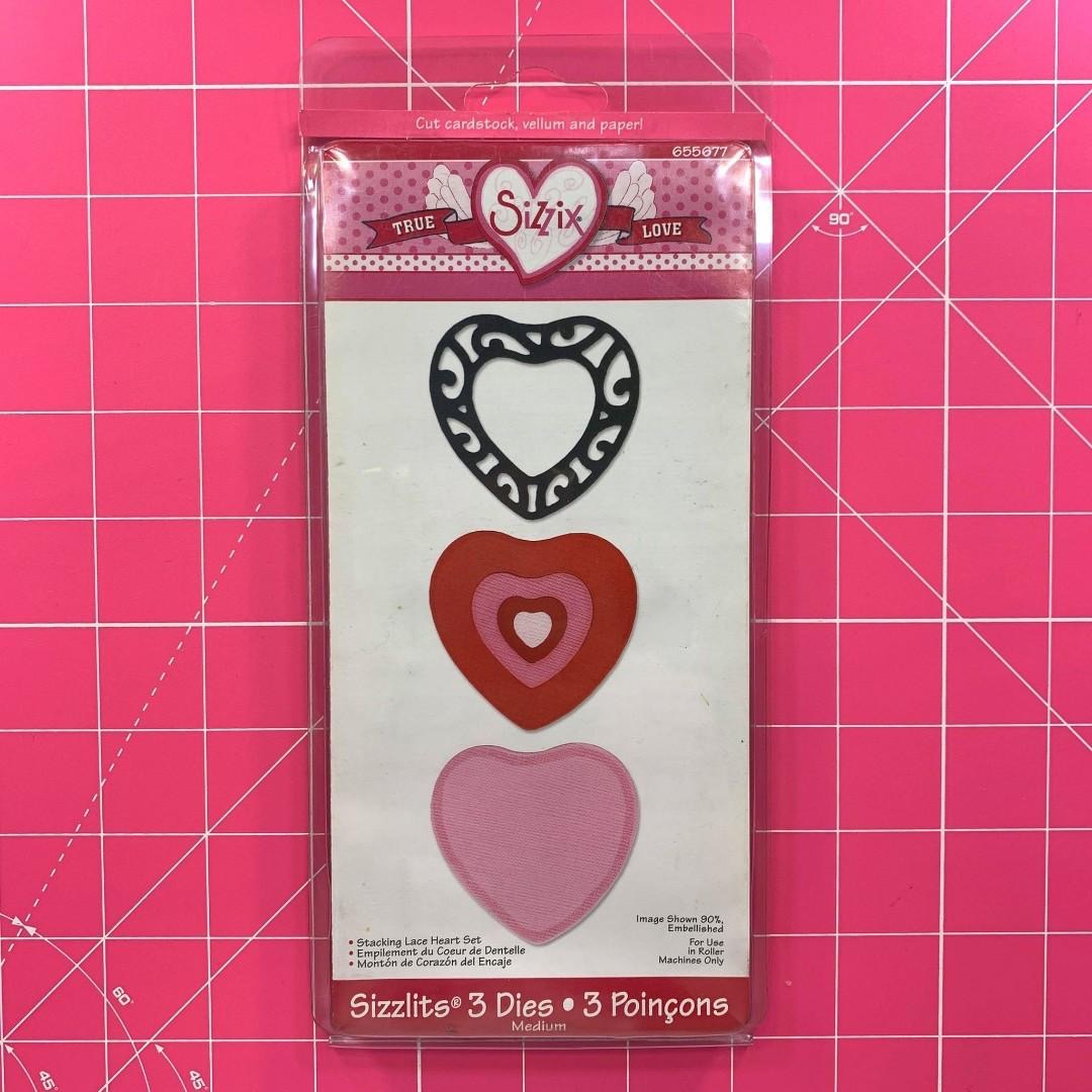 Sizzix Sizzlits Die Set 3PK Stacking Lace Heart Set on Carousell