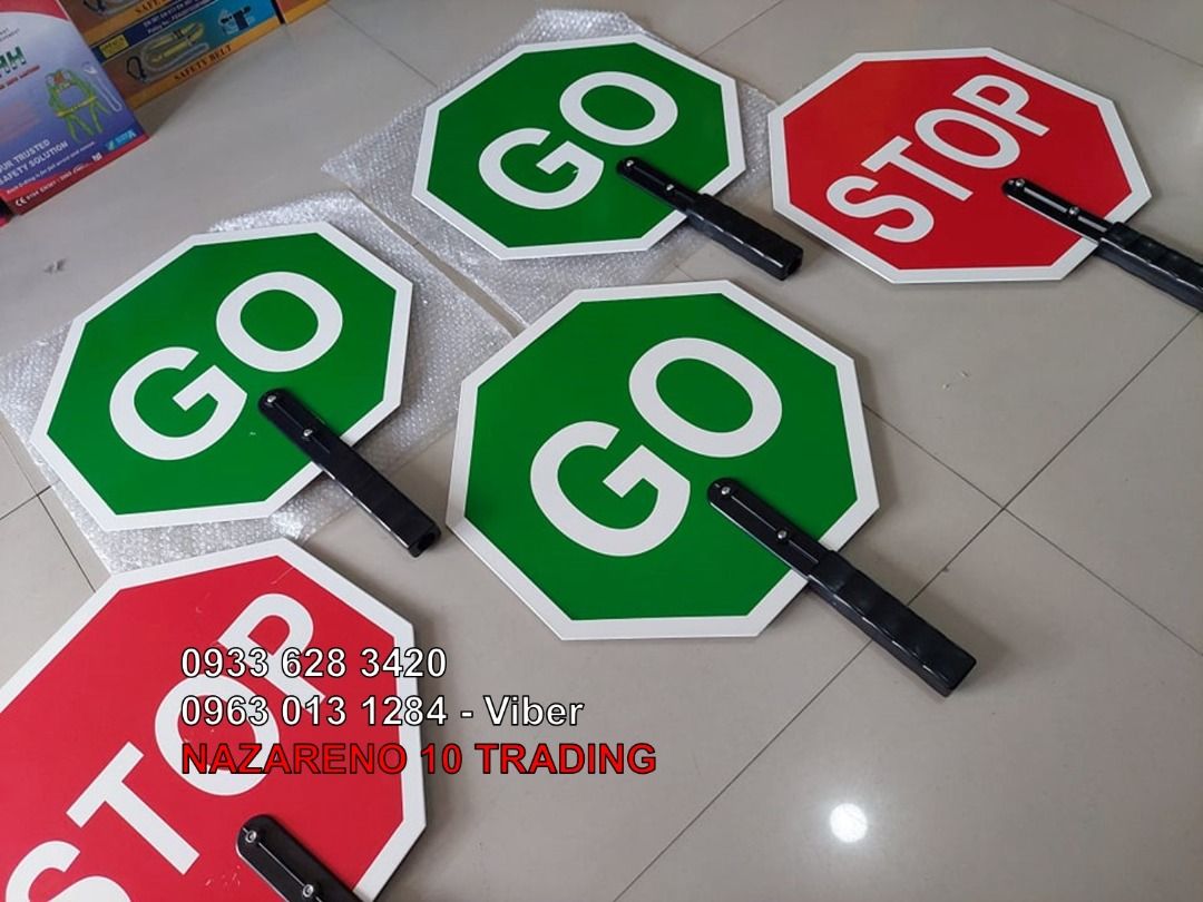 Stop and Go Paddle Sign Hand Sign Stop Signs Traffic REVERSIBLE ...
