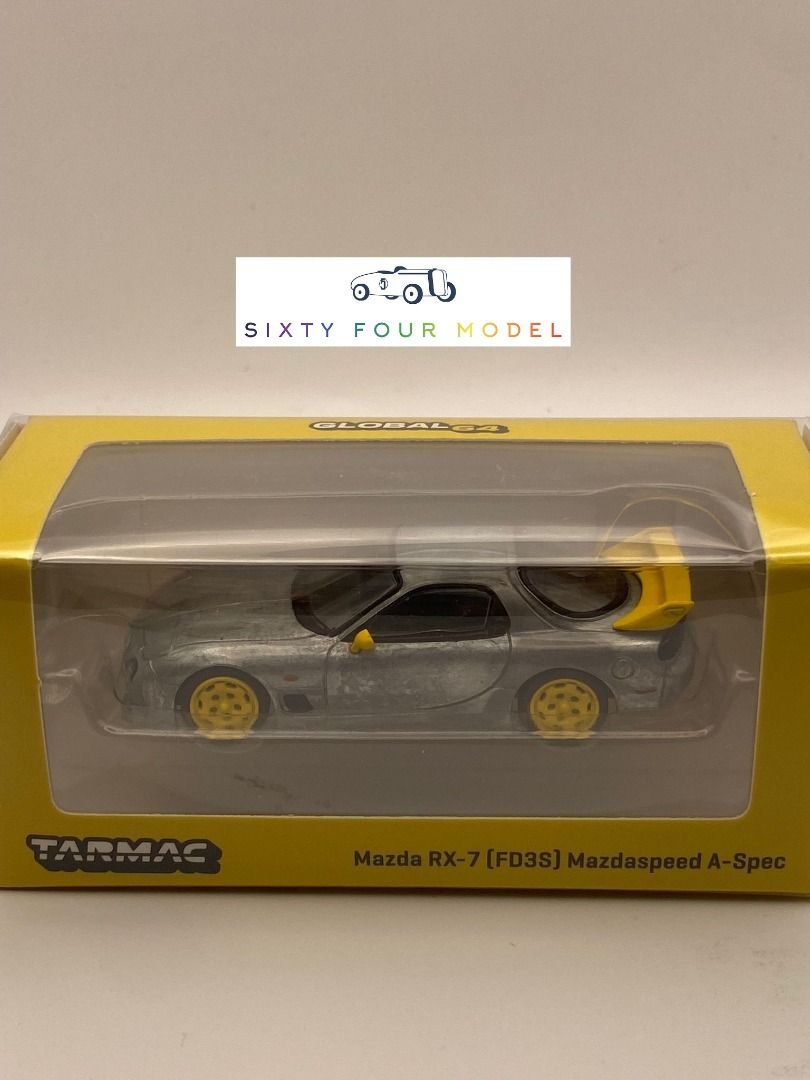 Tarmac Works 1/64 Mazda RX-7 (FD3S) Mazdaspeed A-Spec Competition Yellow Mica (Chase Edition ...
