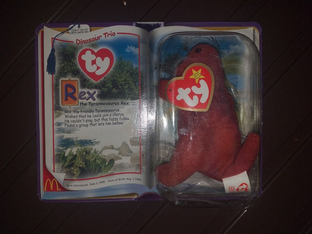 Ty Dinosaur Trio Beanie Baby Bronty the Brontosaurus & Rex the T-Rex on ...