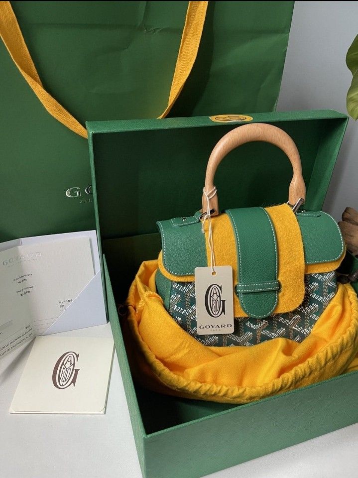 Used Once Goyard Mini Saigon Vert Green 2023 Complete set box strap ...