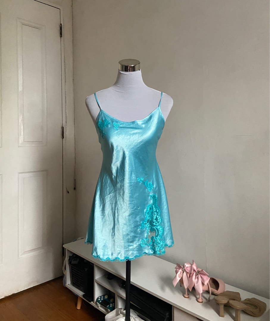 Victoria Secret Blue lingerie slip mini dress on Carousell