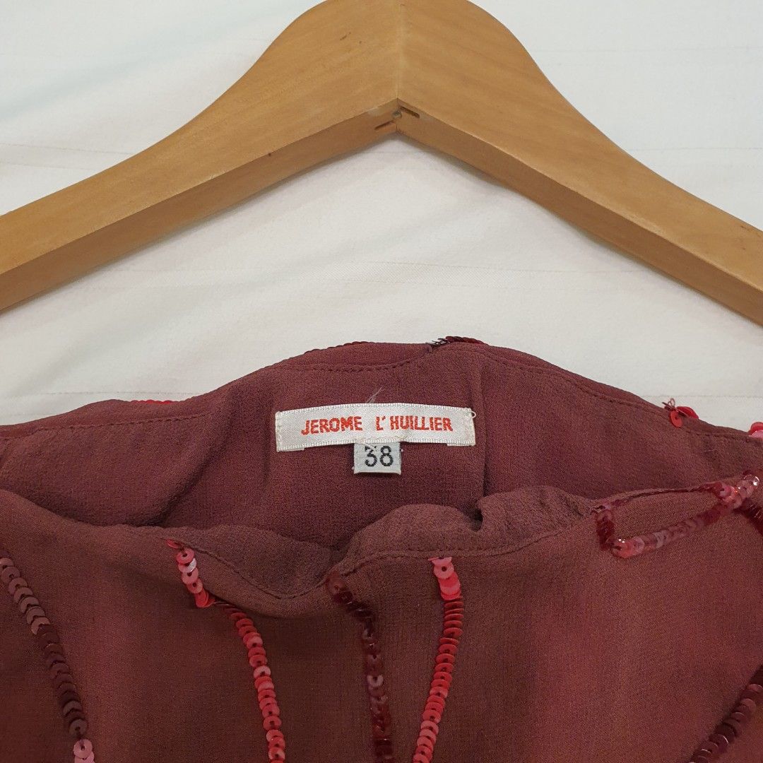 vintage jerome l'huillier red burgundy sequin dress, Women's Fashion ...