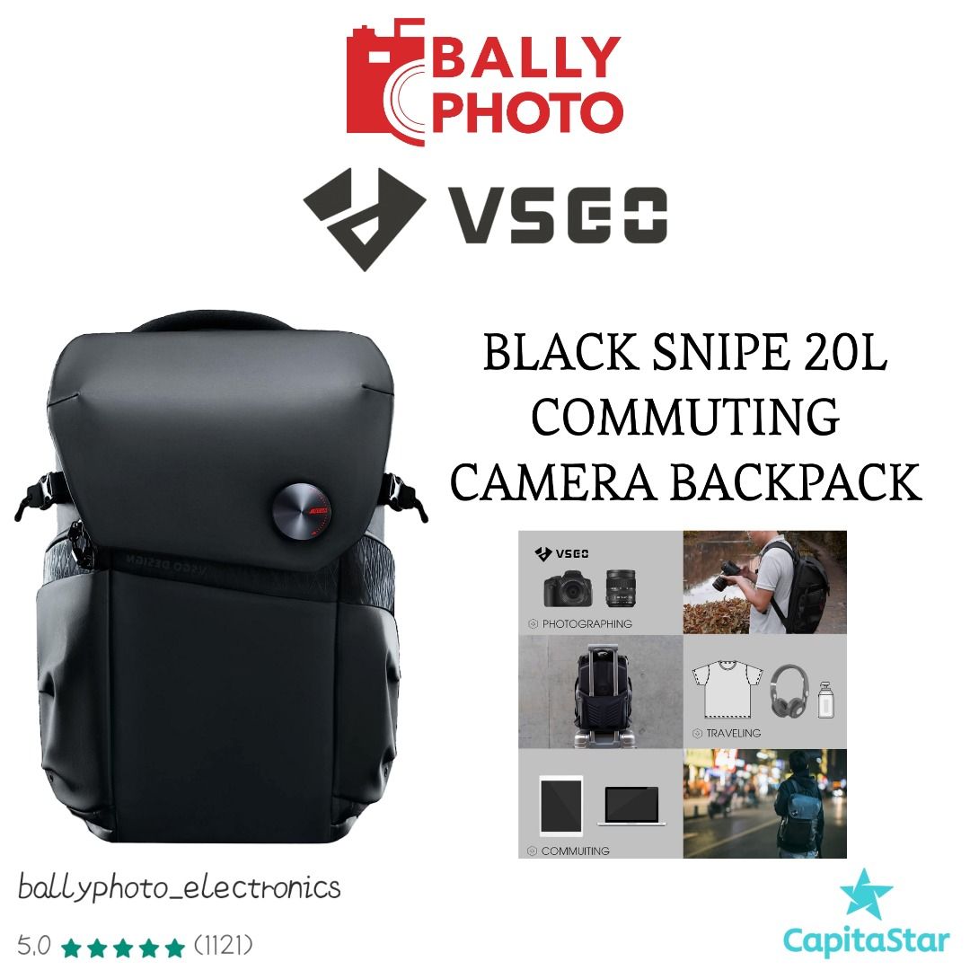 VSGO BLACK SNIPE 20L COMMUTING CAMERA BACKPACK, Photography ...