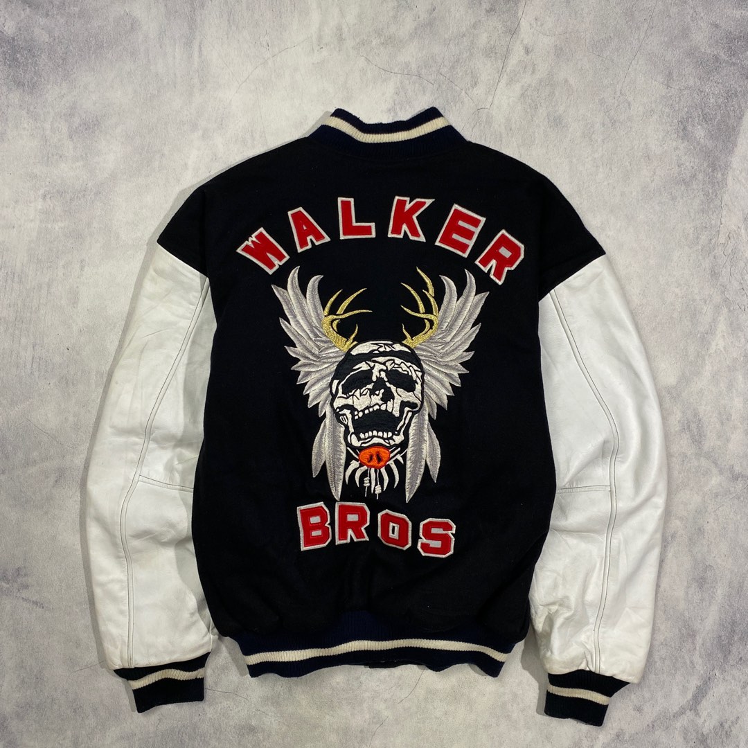 WALKER BROS WOOL LEATHER VARSITY JACKET VINTAGE BIG SIZE, Fesyen Pria ...