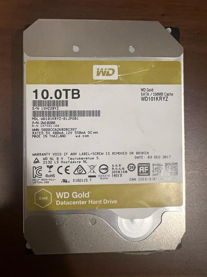 WD Gold Hard Drive Harddisk 10 TB, Computers & Tech, Parts ...