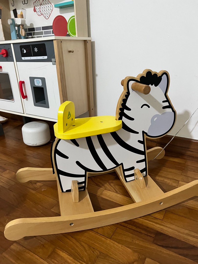 Wooden Rocker Zebra, Babies & Kids, Infant Playtime on Carousell