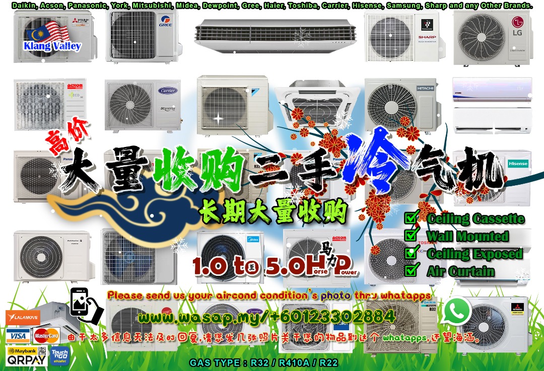 [WTB] Beli Penghawa Dingin Terpakai / Trade-in Used Aircon / Wall Type /Ceiling Cassette / R22 ...