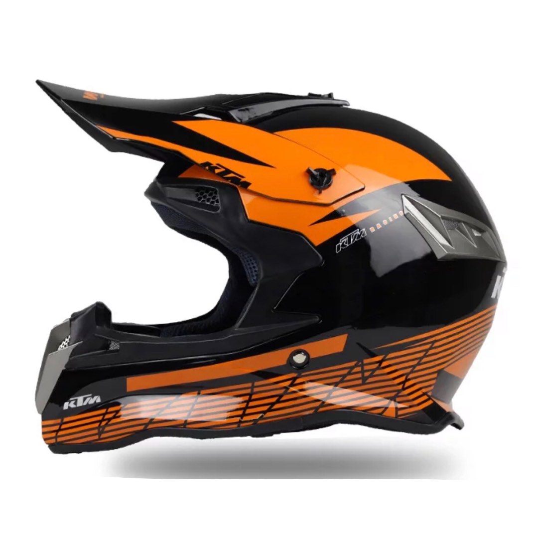 Ktm Gloss Black with Orange Designs Full Face Motorcycle Helmet ...