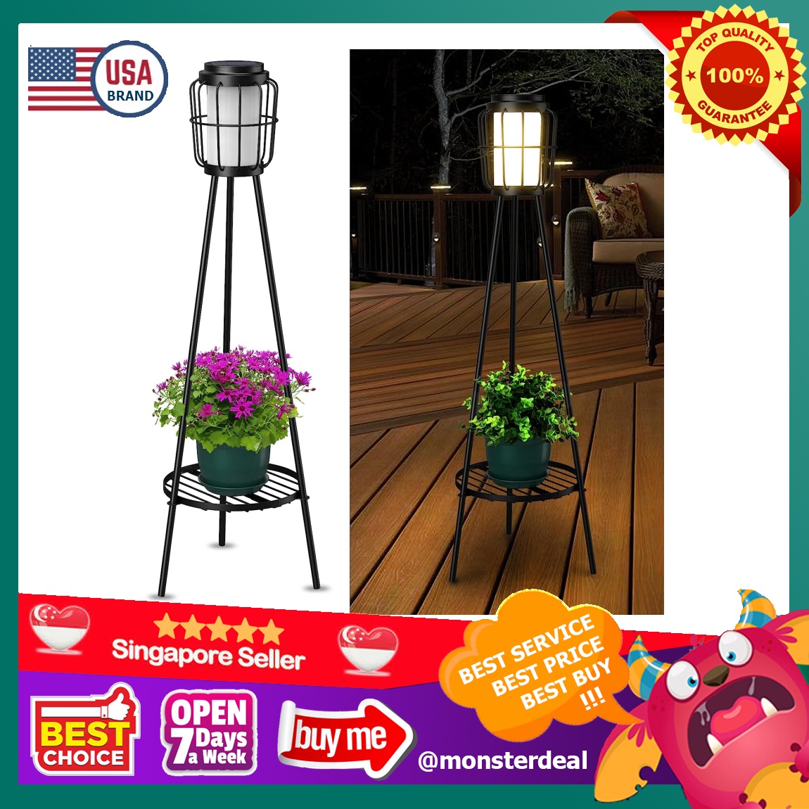 2 Pack Solar Lights Outdoor with Plant Stands, Solar Floor Lamp, Solar ...