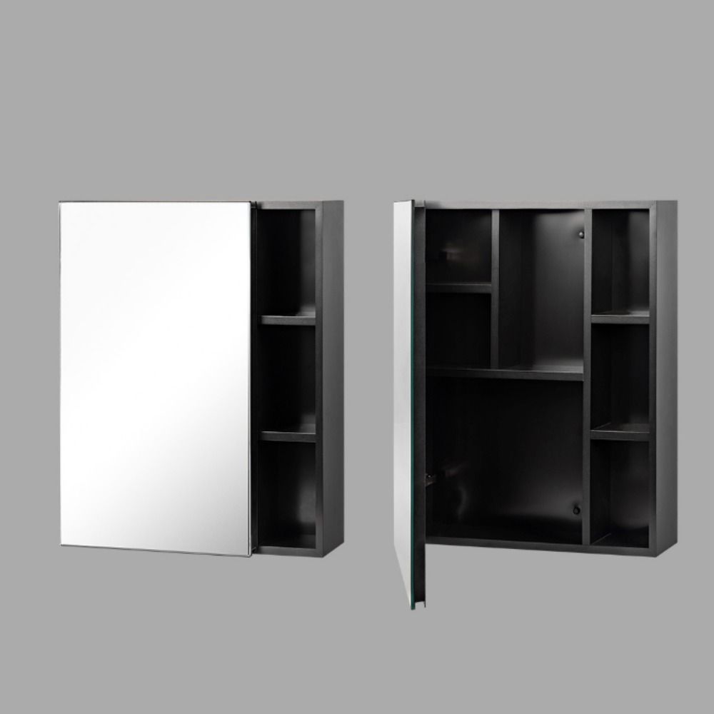 Aluminium Bathroom Mirror Cabinet with Swing Door + Side Display on ...