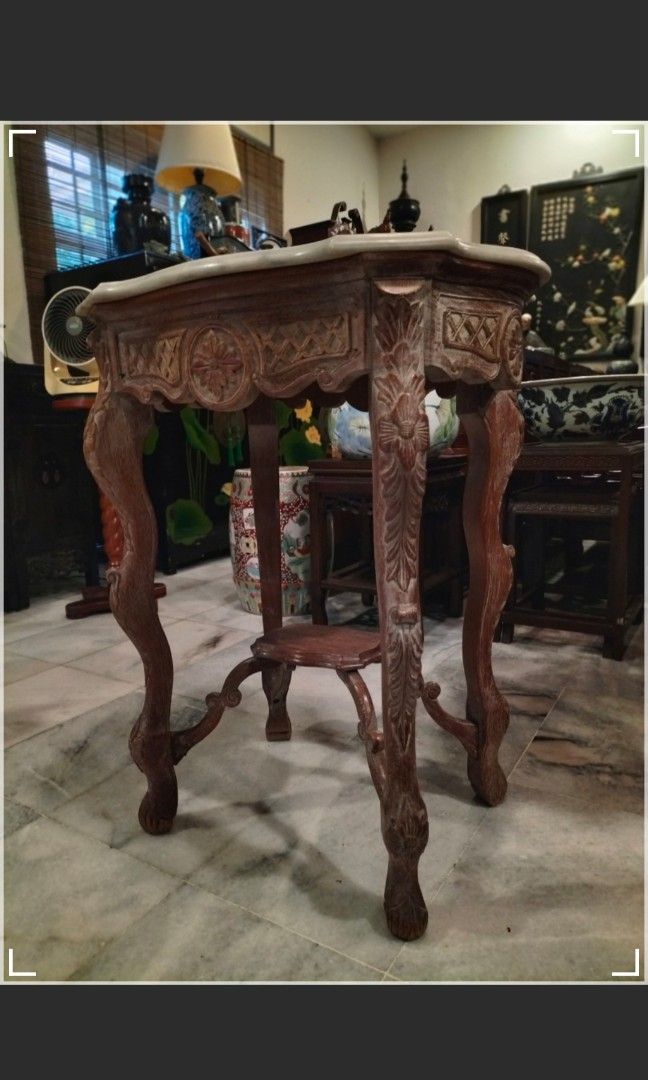 ANTIQUE ORNATE PERANAKAN PARLOUR TABLE, Hobbies & Toys, Collectibles ...