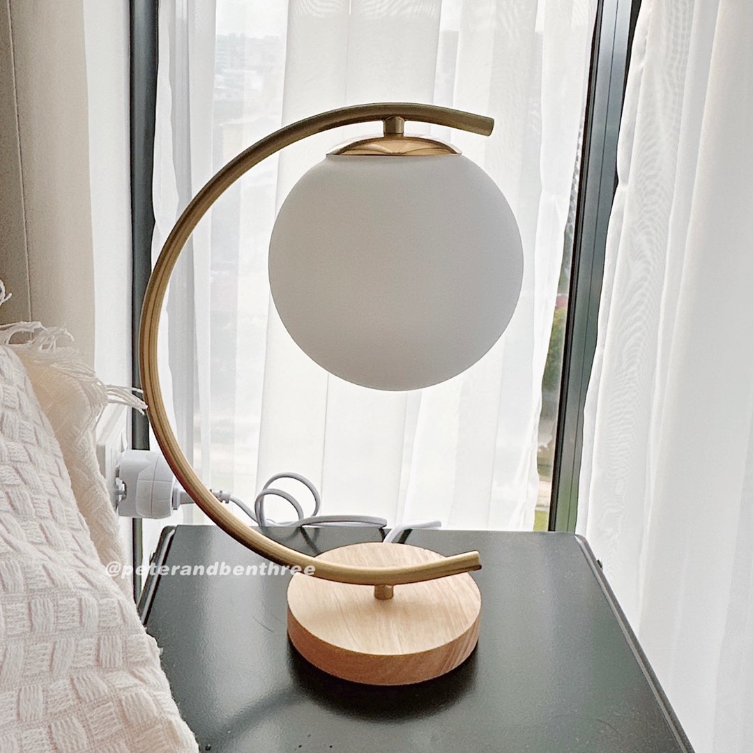 Nordic Bedside Table Semi Circle Gold Arc Globe Lamp - Warm Light ...