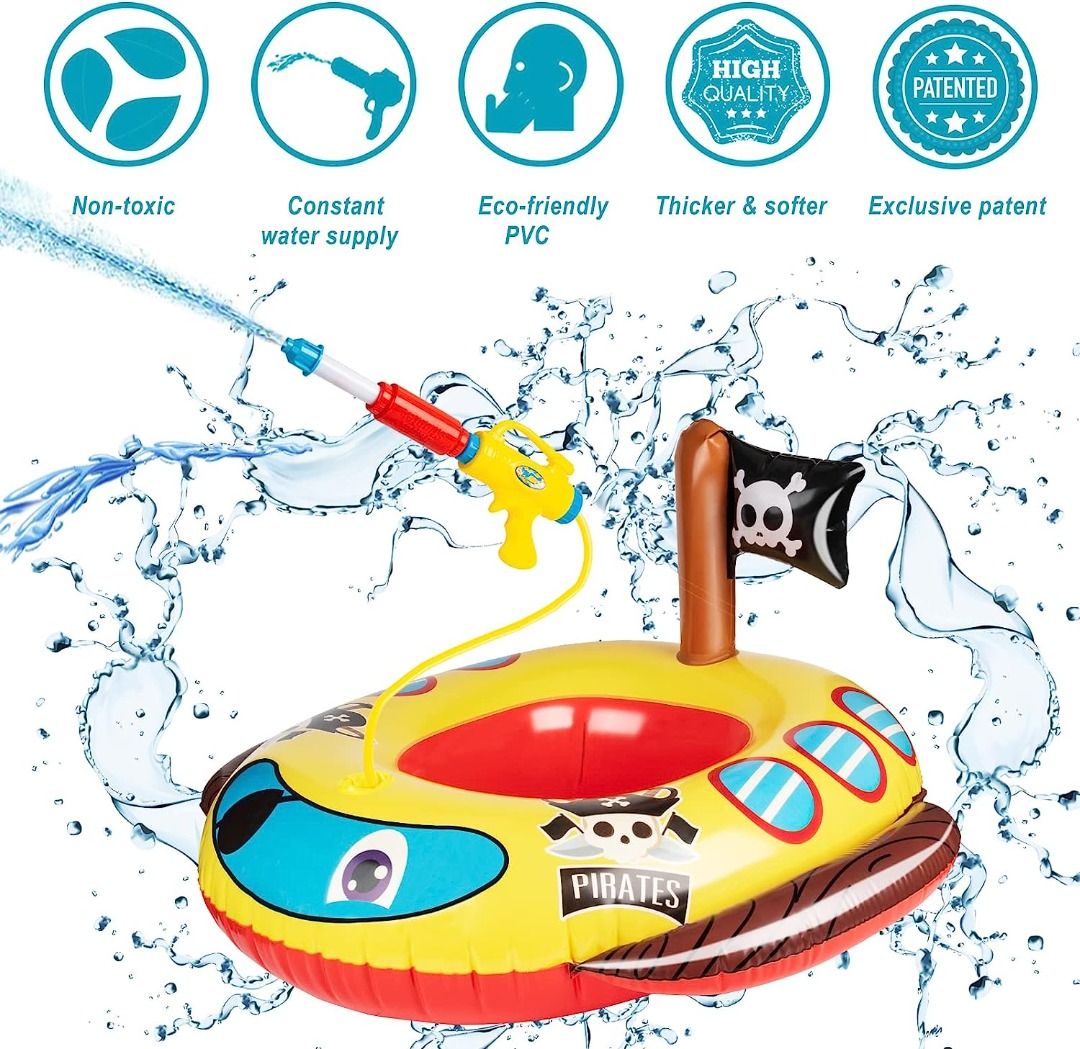 Big Summer Inflatable Ride-on Pool Float for Kids with Built-in Squirt ...