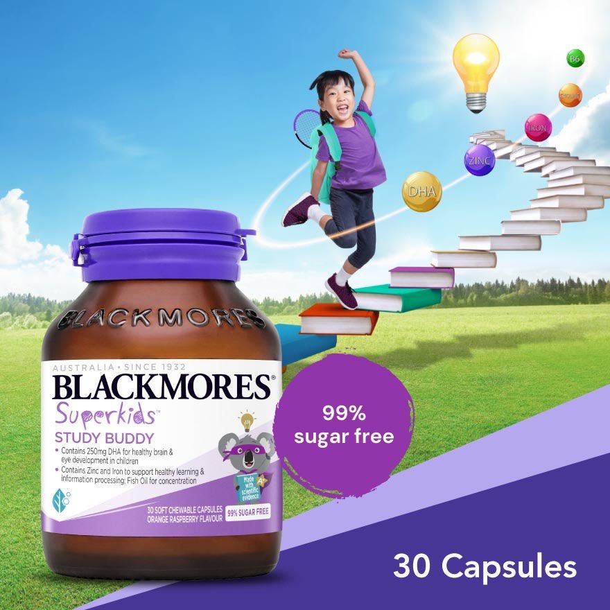 Blackmores Superkids Study Buddy 30s - All in one formula with 2xDHA to support your child's ...