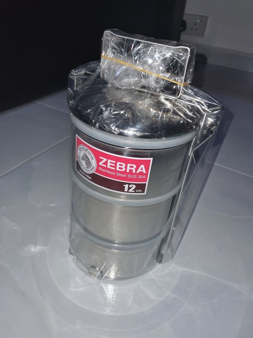 [BNIB] Zebra Airtight 2 Food Carrier/Container 12x3 Stainless Steel SUS ...