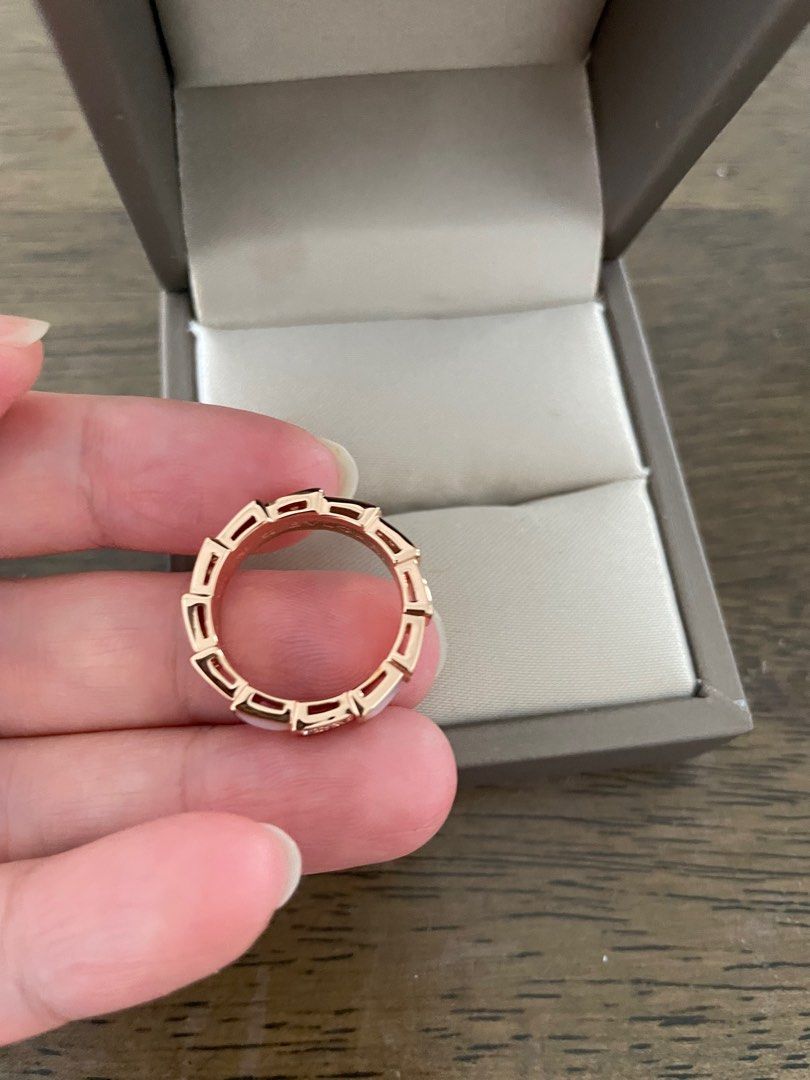 BV serpenti ring mother of pearl and diamond rose gold, Women's Fashion ...
